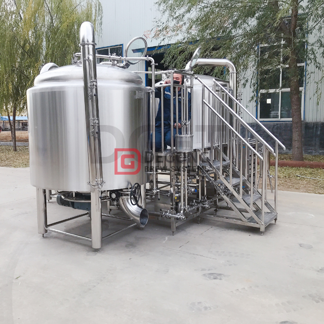 2000L stainless steel beer brewery equipment three vessels steam heated ...