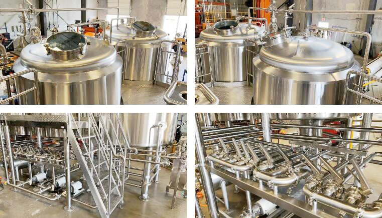 1000L Steam heated automatic 2 vessels conical beer brewhouse mashing ...