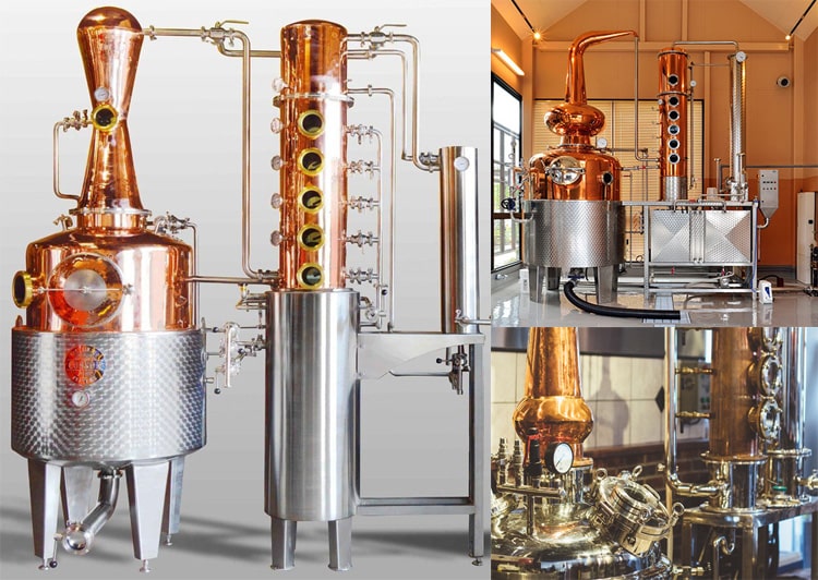 500L 1000L Electric/Steam Heated Copper Colume Distillery Pot Alcohol ...